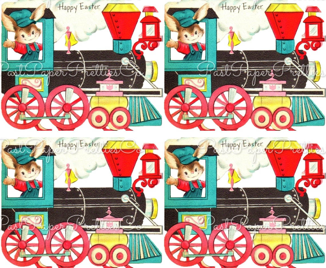 Vintage Printable Easter Bunny Express Choo Choo Train Card Image C ...