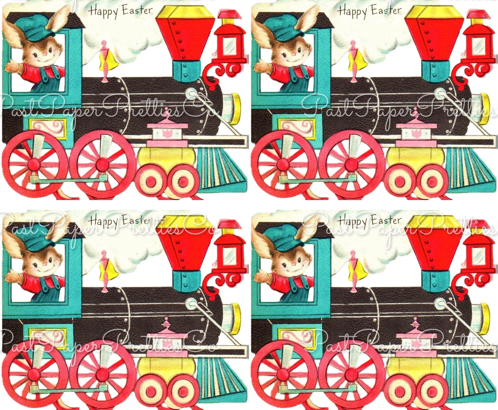 Vintage Printable Easter Bunny Express Choo Choo Train Card Image C ...