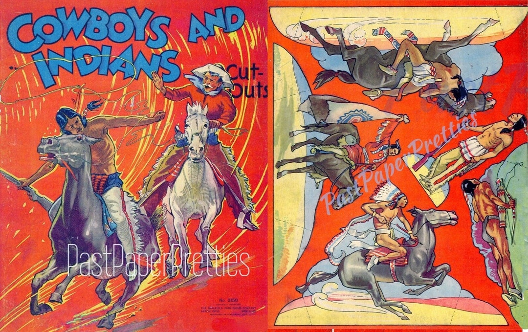 Vintage Paper Dolls Cowboys and Indians Cut Outs 1938 Printable Play ...