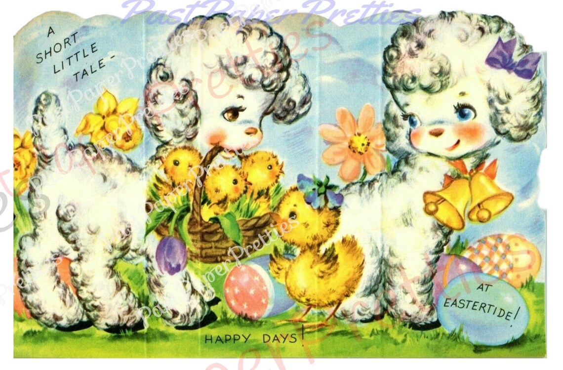 4 Vintage Printable Adorable Easter Animals Folding Cards | Etsy