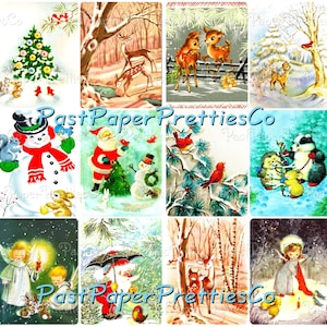 Vintage Printable Christmas Forest Friends Card 108 Images Collage ...