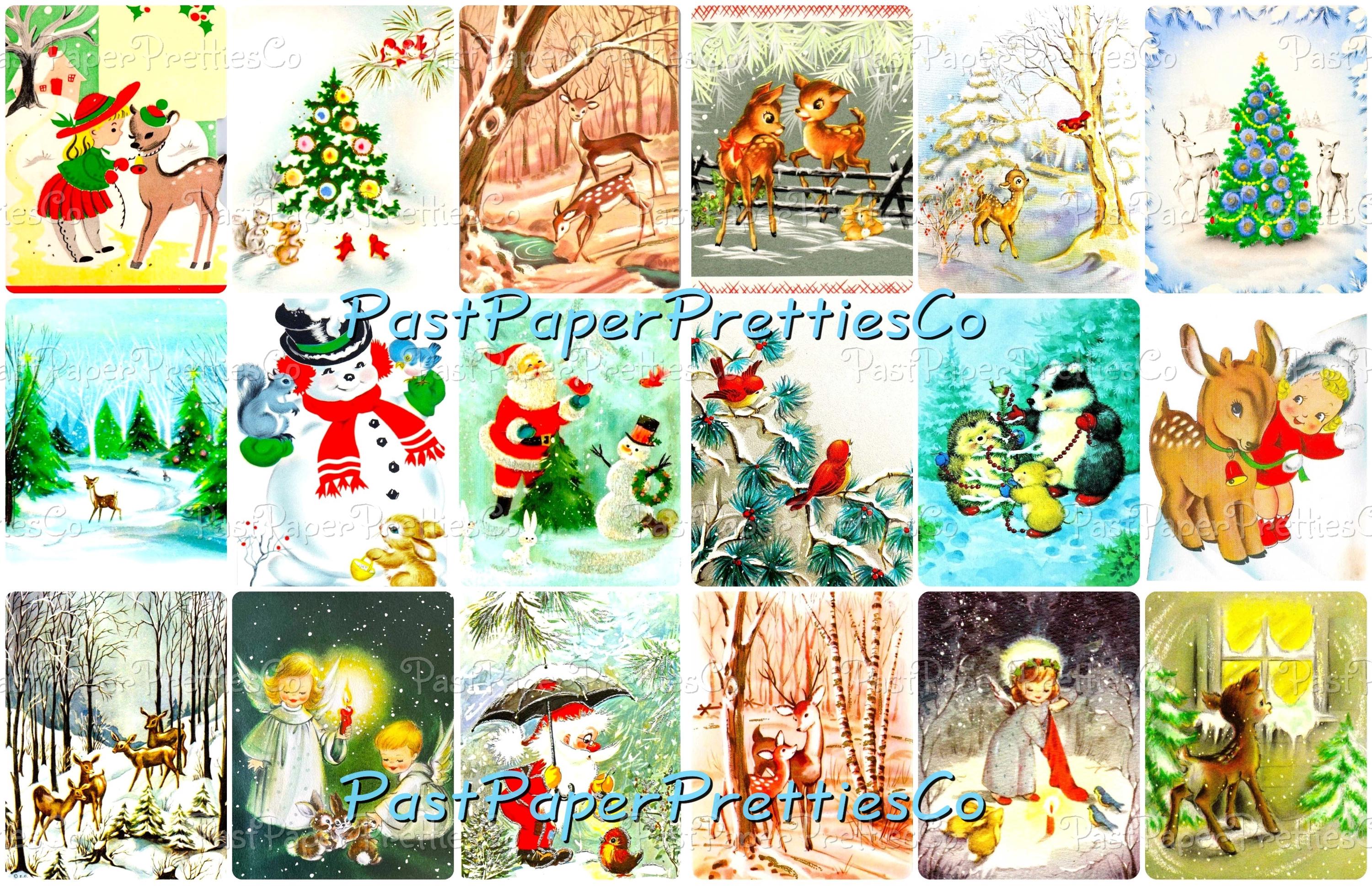 Vintage Printable Christmas Forest Friends Card 108 Images Collage ...