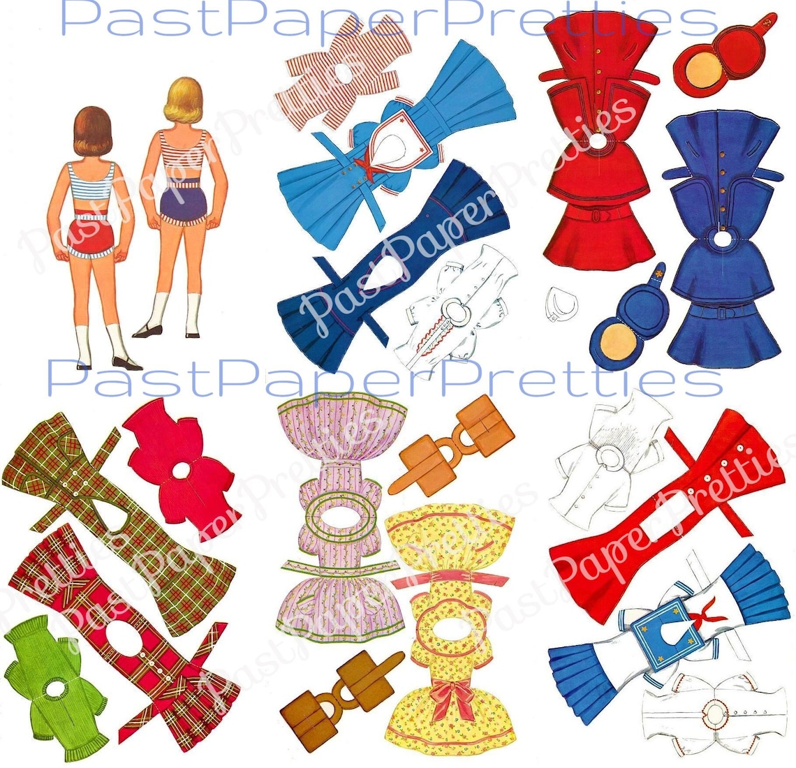 Vintage Paper Dolls Front and Back Dolls and Dresses C. 1964 - Etsy