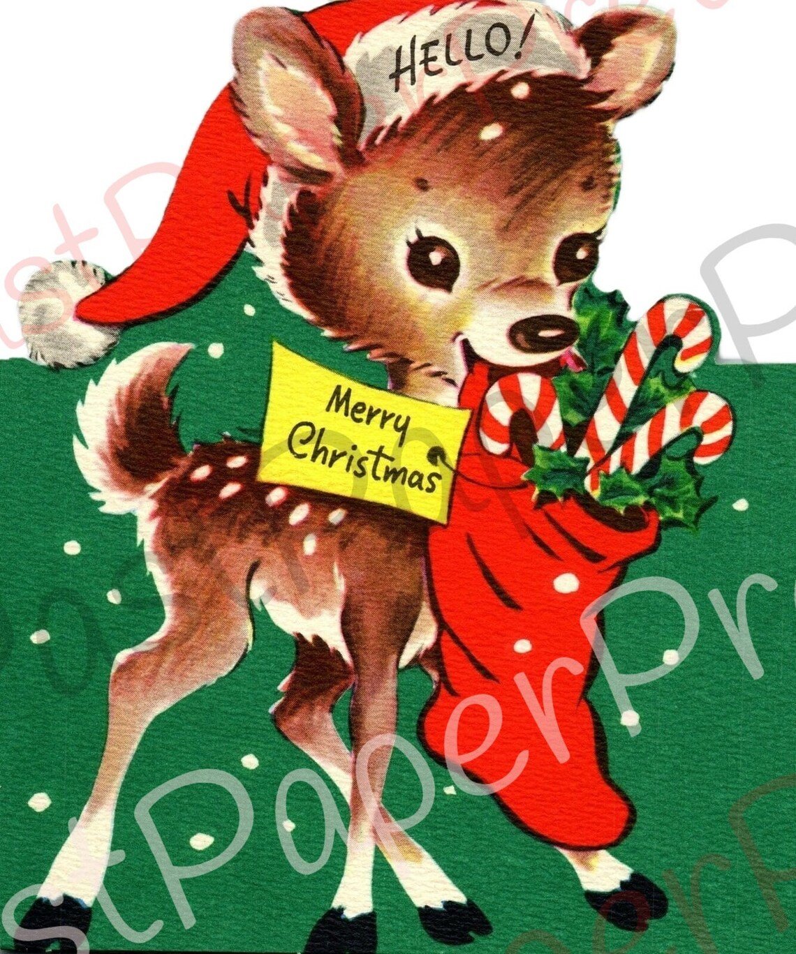 Vintage Printable Christmas Retro Reindeer Collage Sheet & - Etsy