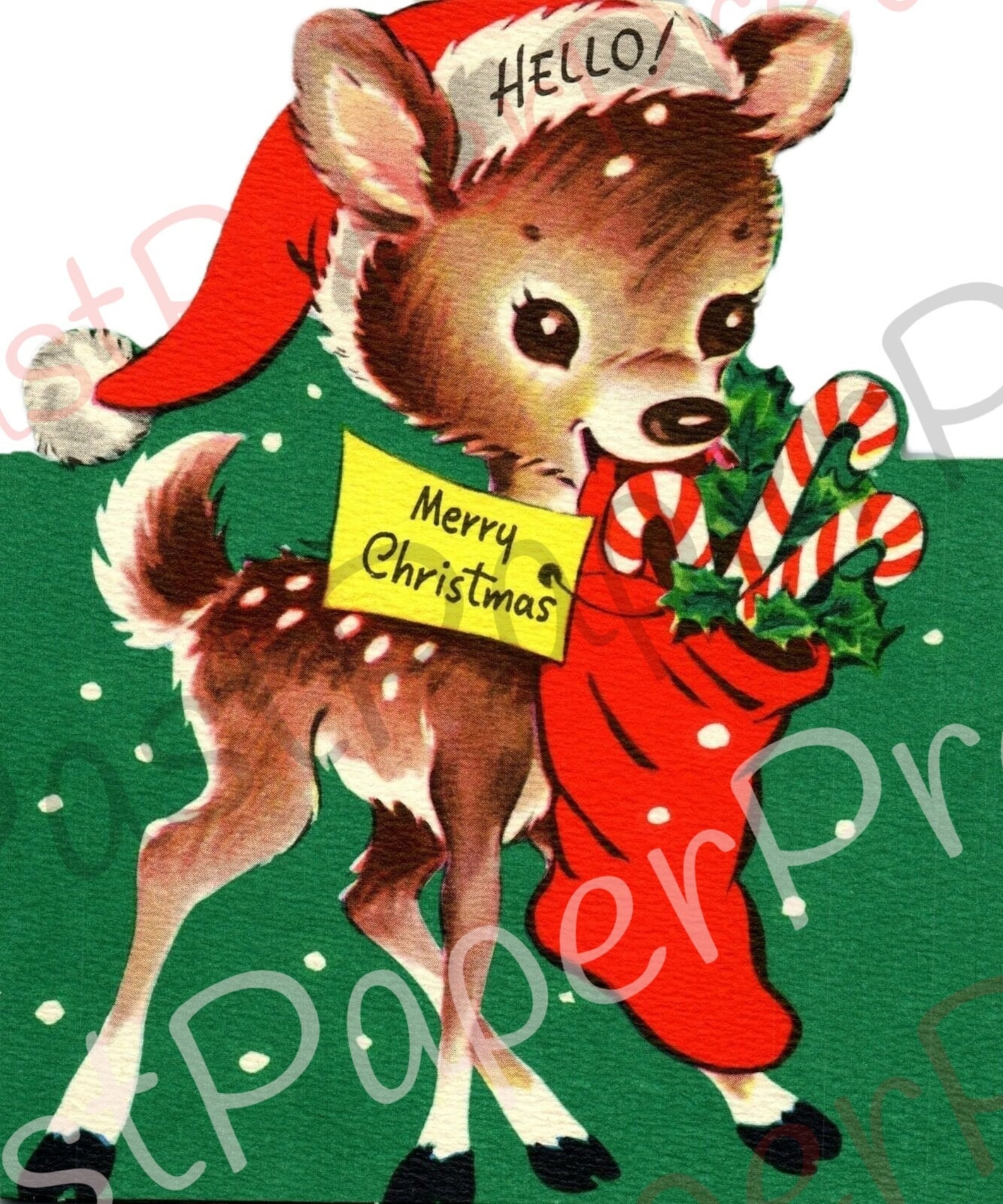 Vintage Printable Christmas Retro Reindeer Collage Sheet & Full Cards ...
