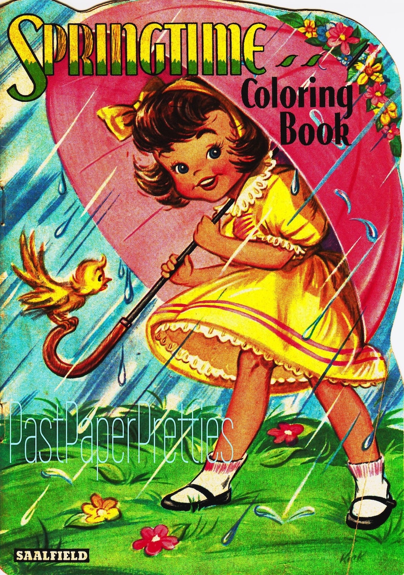 Vintage Printable Coloring Book Pages Springtime 1944 PDF - Etsy
