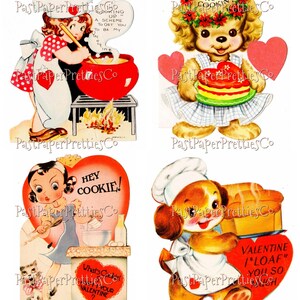 48 Vintage Cooking Valentines Day Cards Cute Chefs Bakers Baking ...