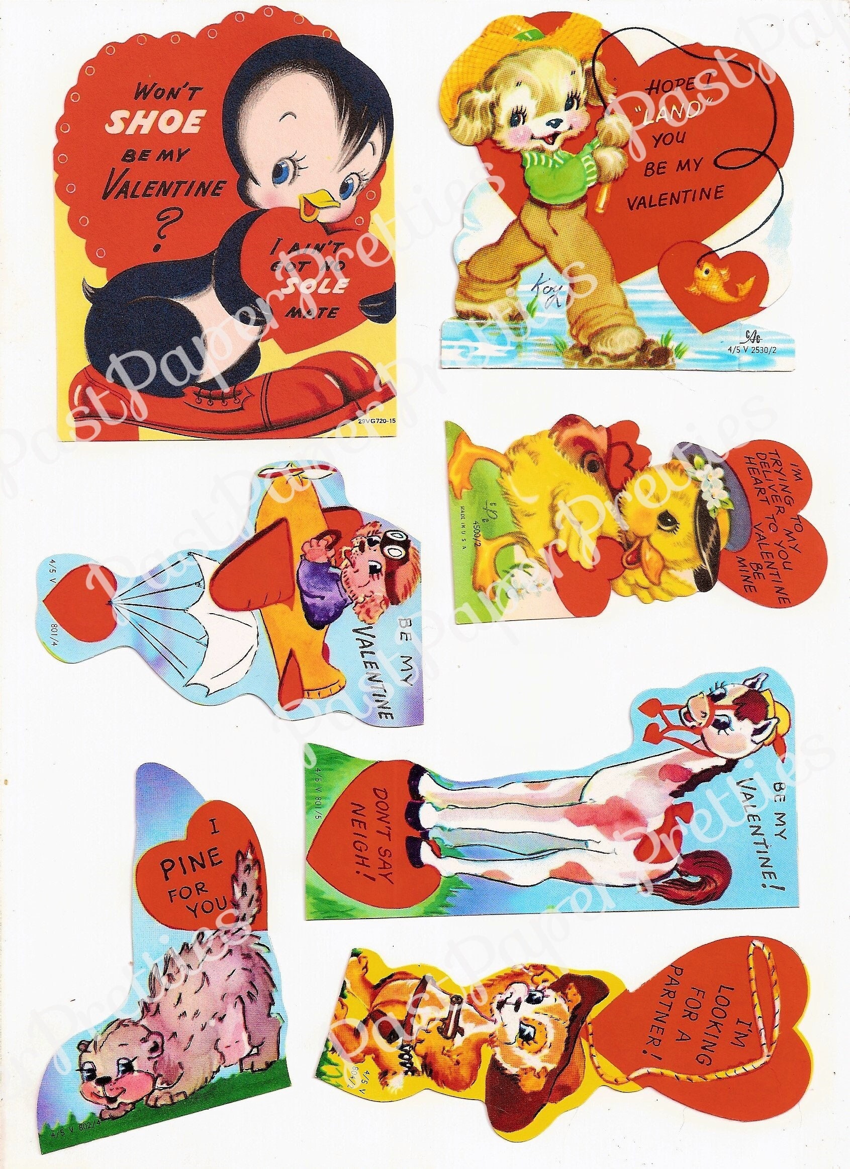 70 Vintage Printable Valentines C. 1950s Valentine Cards Cute - Etsy