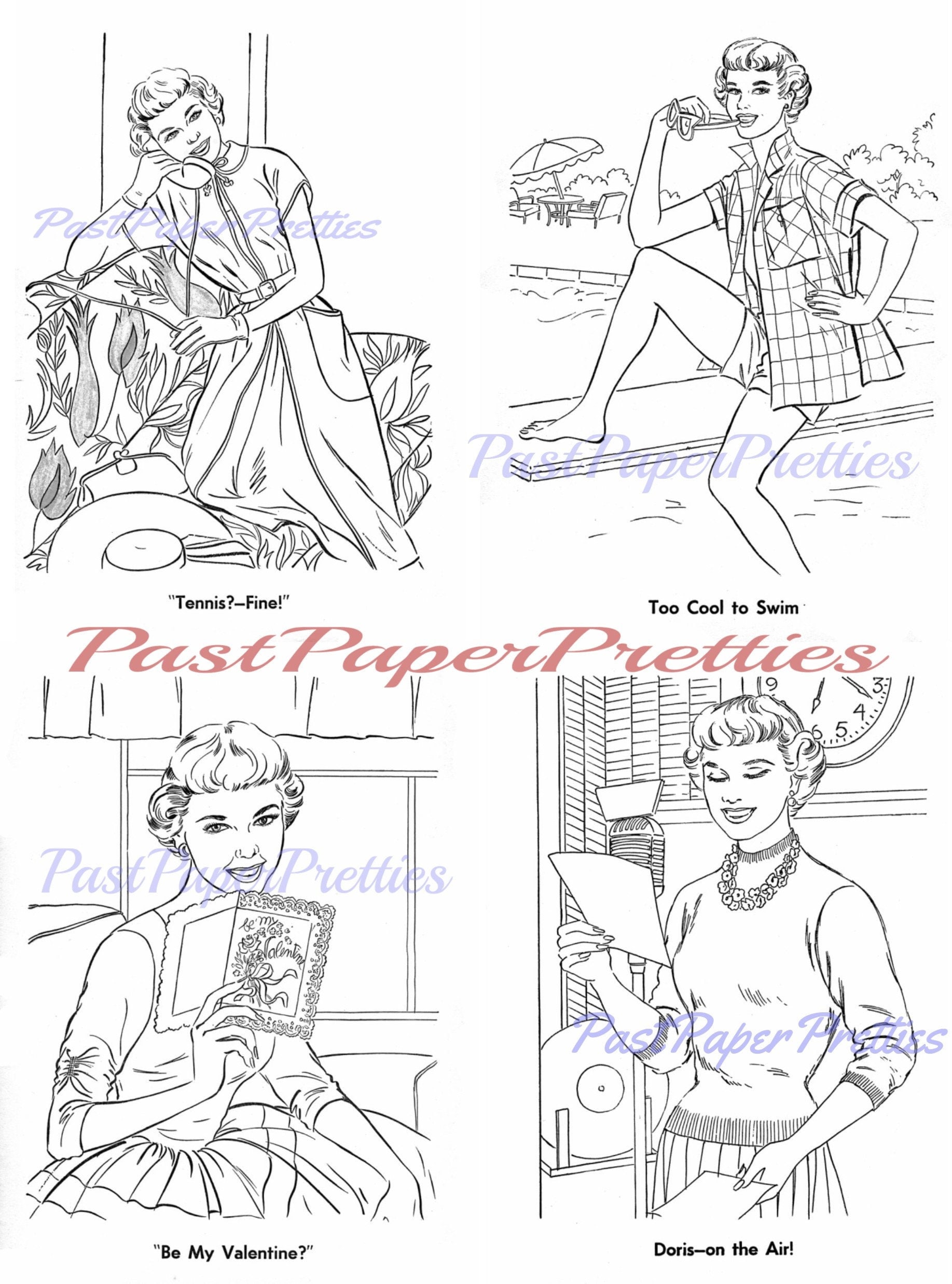 Vintage Printable Doris Day Coloring Book Pages Movie Star 1952 PDF ...