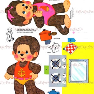 Vintage Monchhichi Paper Dolls Playset 1983 Printable PDF Instant ...