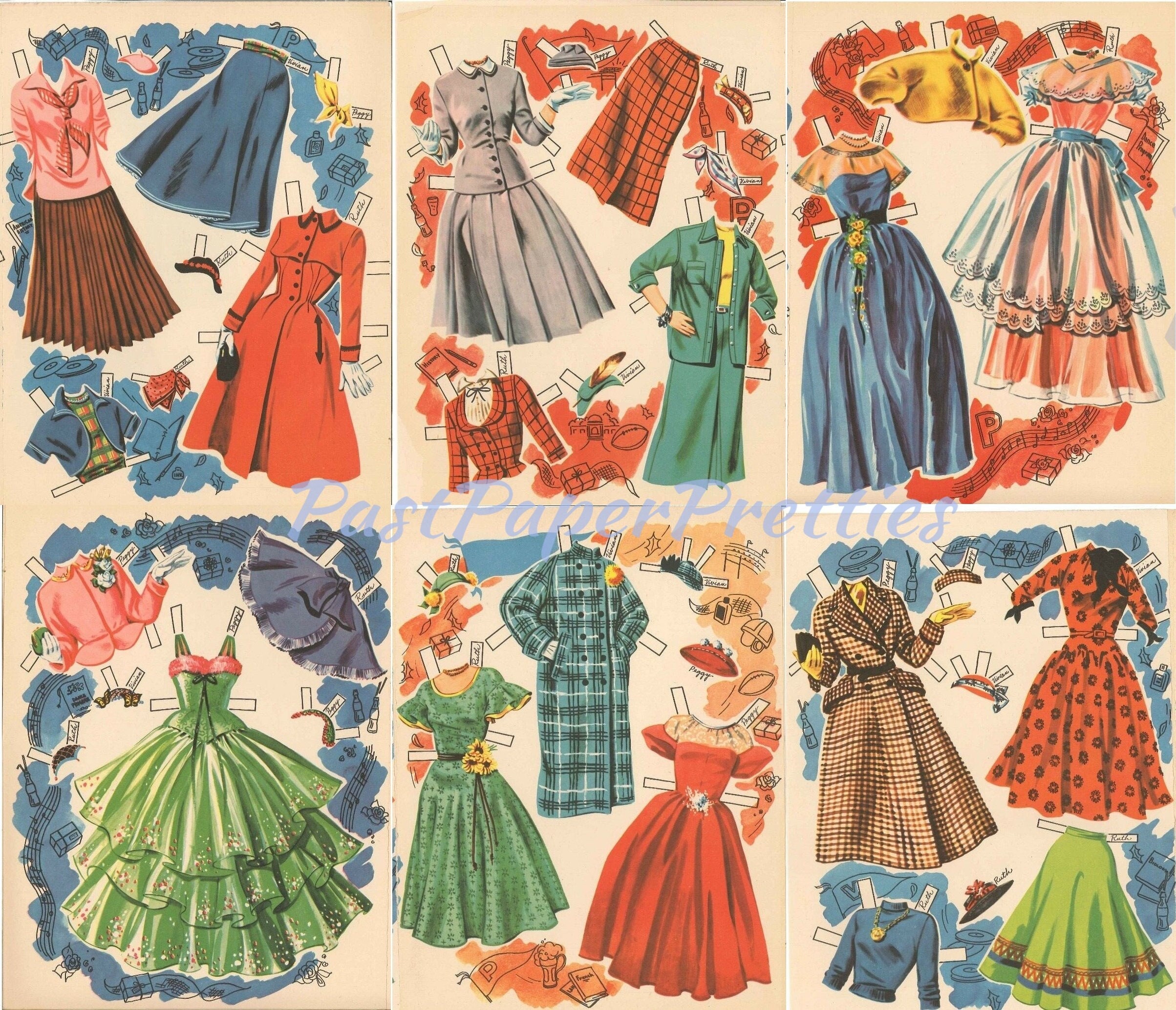 Vintage Paper Dolls the Three Cheers High School Dolls C. 1957 - Etsy