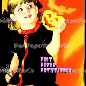 Vintage Printable Adorable Halloween Cards Little Girls Fairy Black Cat ...
