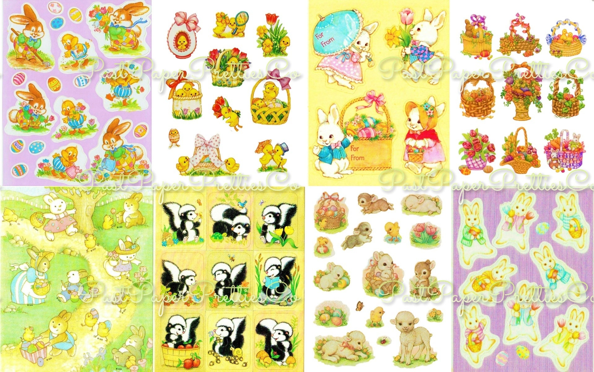 Vintage Printable Springtime Easter Sticker Sheets PDF Instant Digital ...