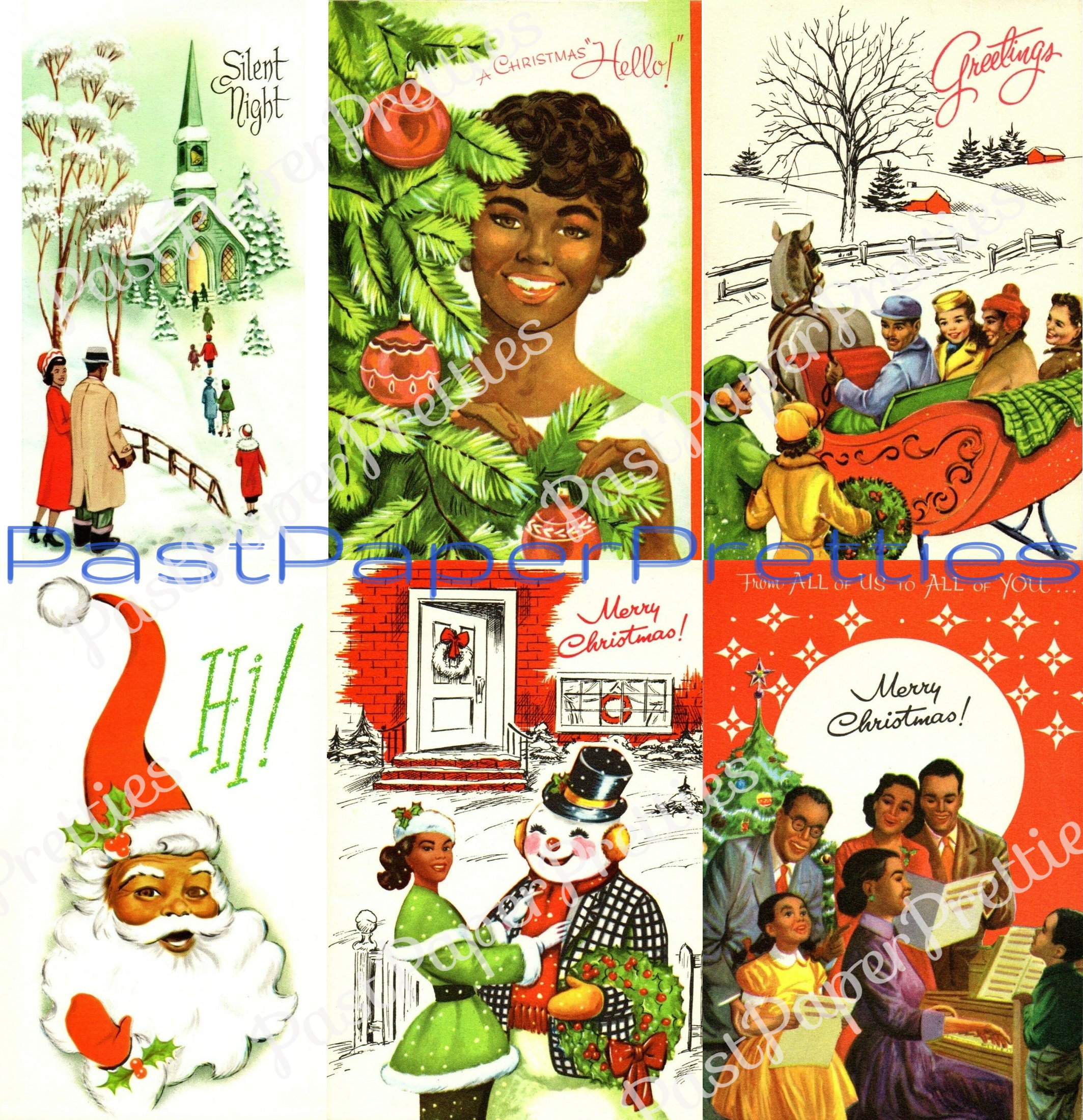 10 Vintage Printable Christmas African American Family Card - Etsy