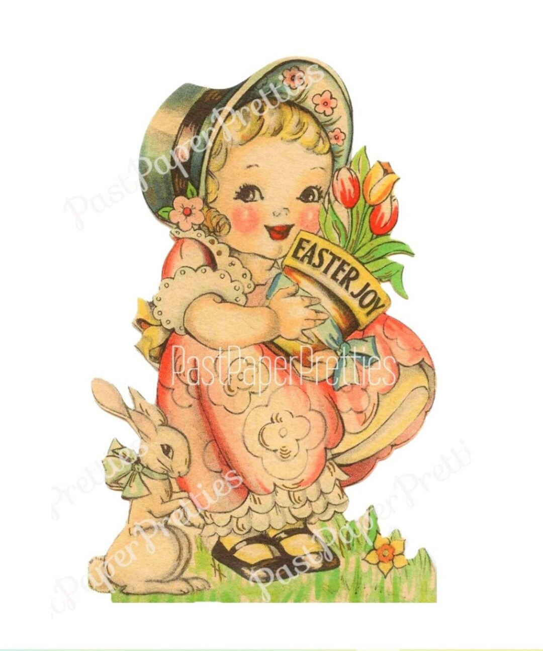 Vintage Printable Antique Easter Card Image Cute Sunbonnet Girl With ...