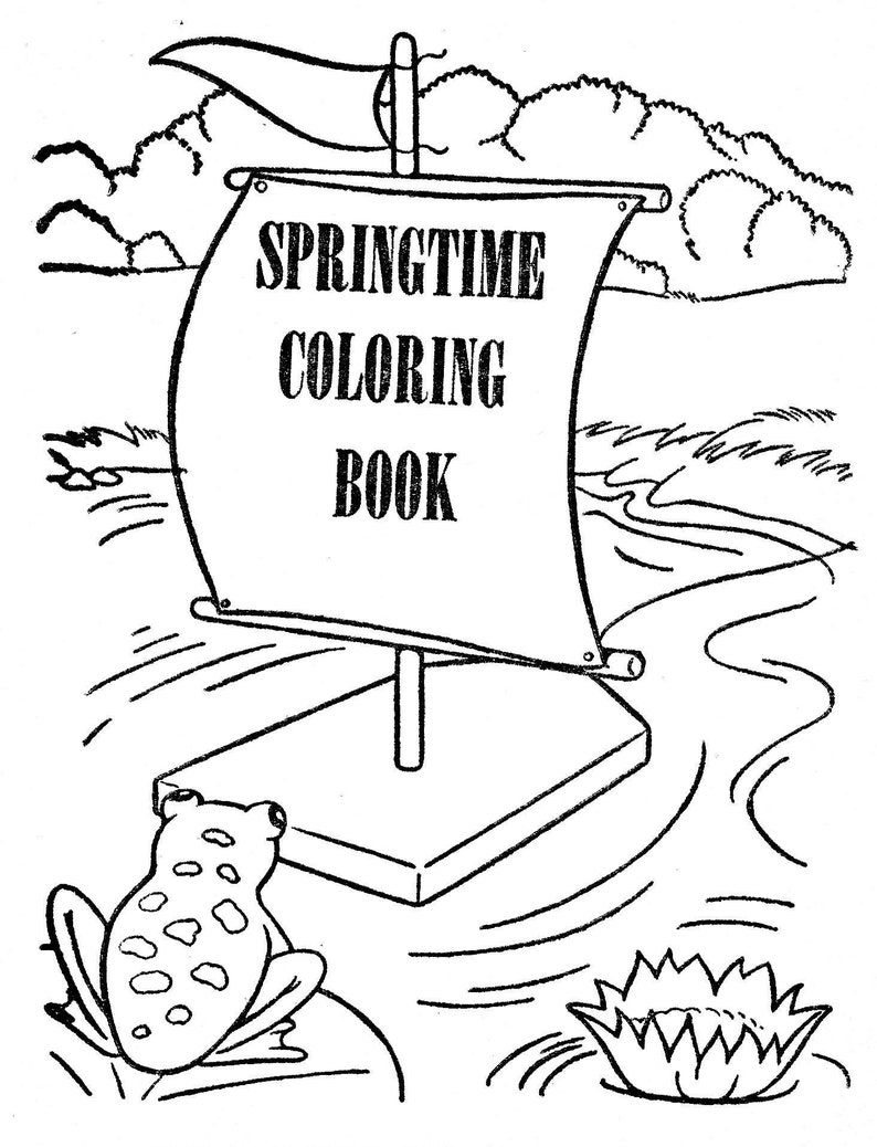 Vintage Printable Coloring Book Pages Springtime 1944 PDF - Etsy