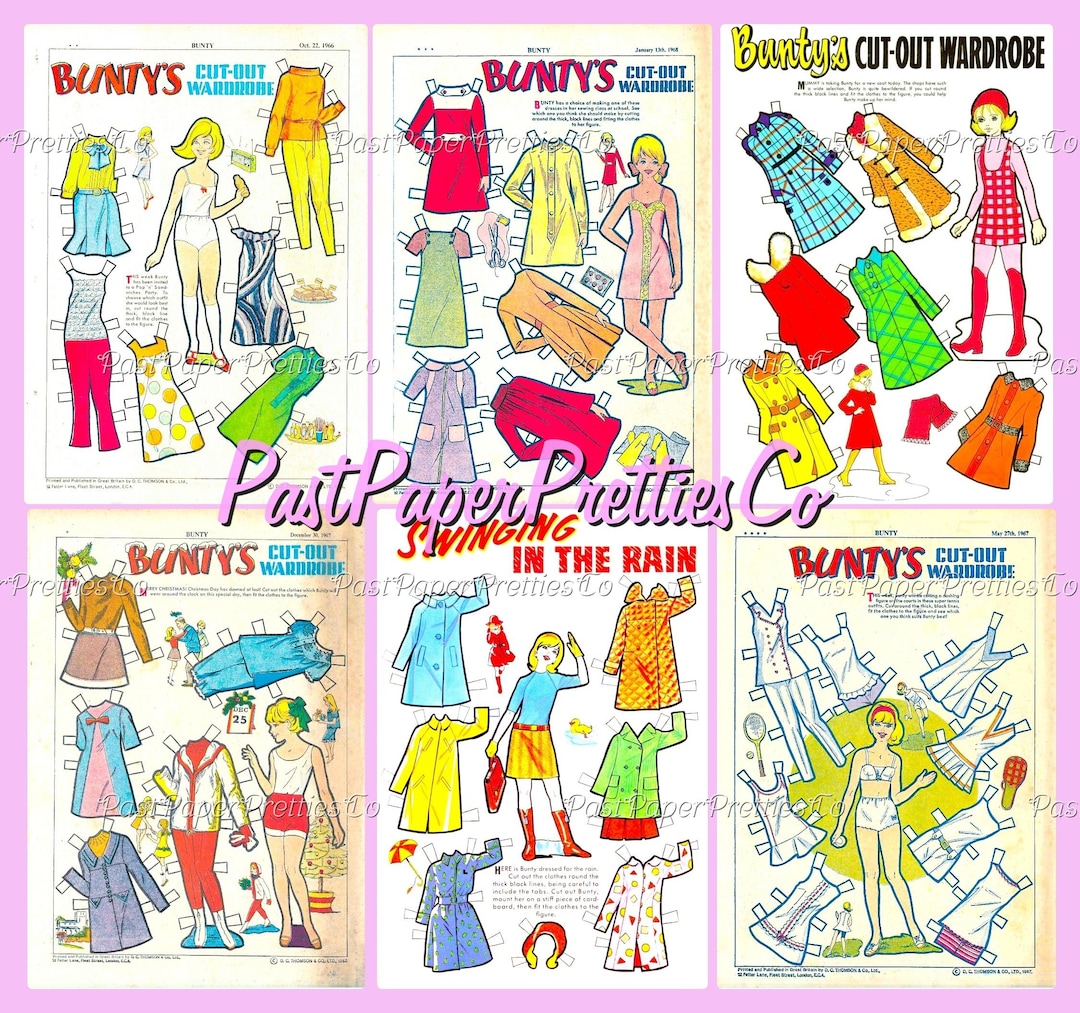 Vintage Paper Dolls Bunty's Cut-out Wardrobe Printable PDF Instant ...