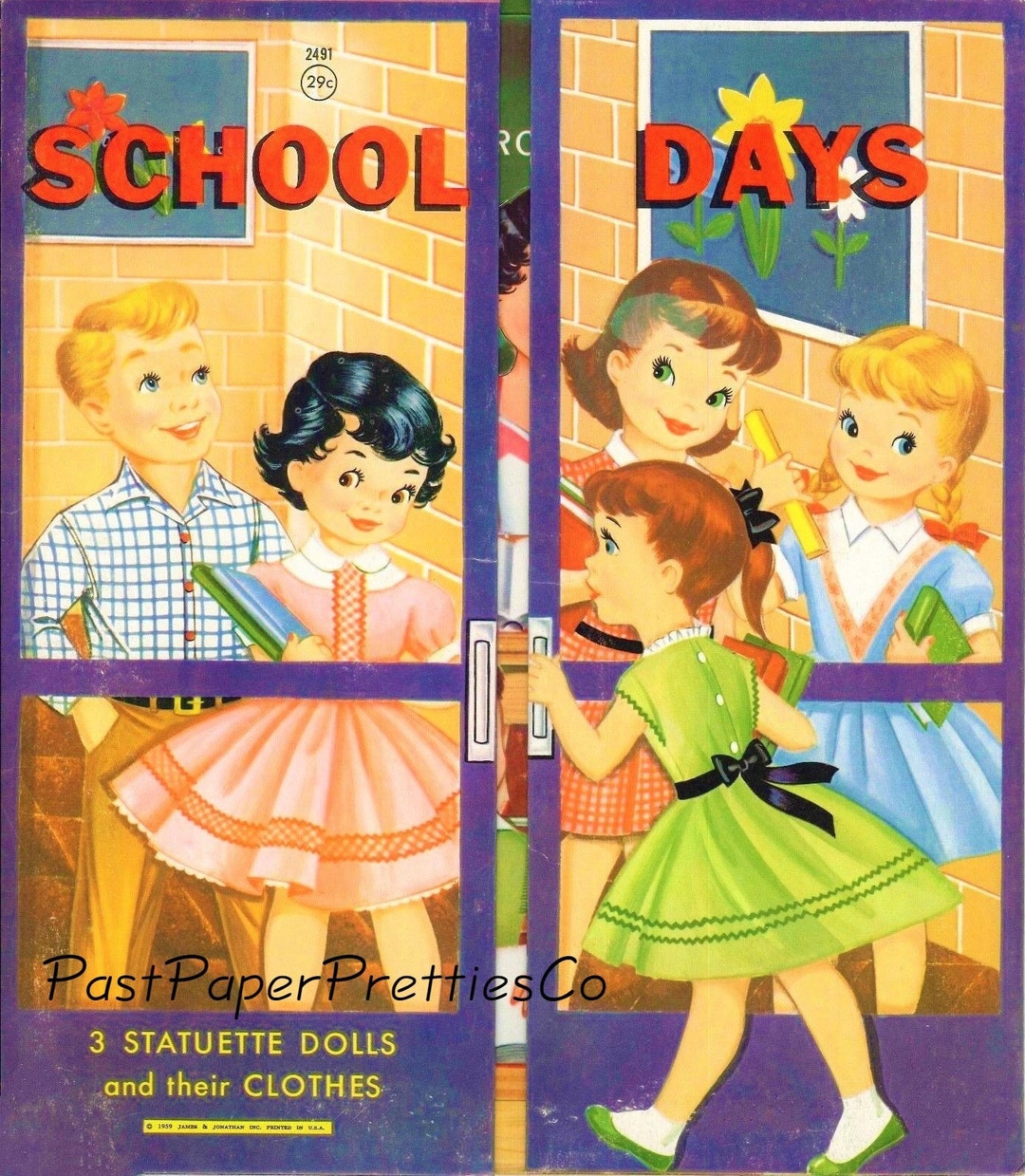 Vintage Paper Dolls School Days C. 1959 Printable PDF Instant Digital ...