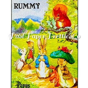 Vintage Retro Peter Rabbit Rummy Playing Card Images Collage Sheets ...