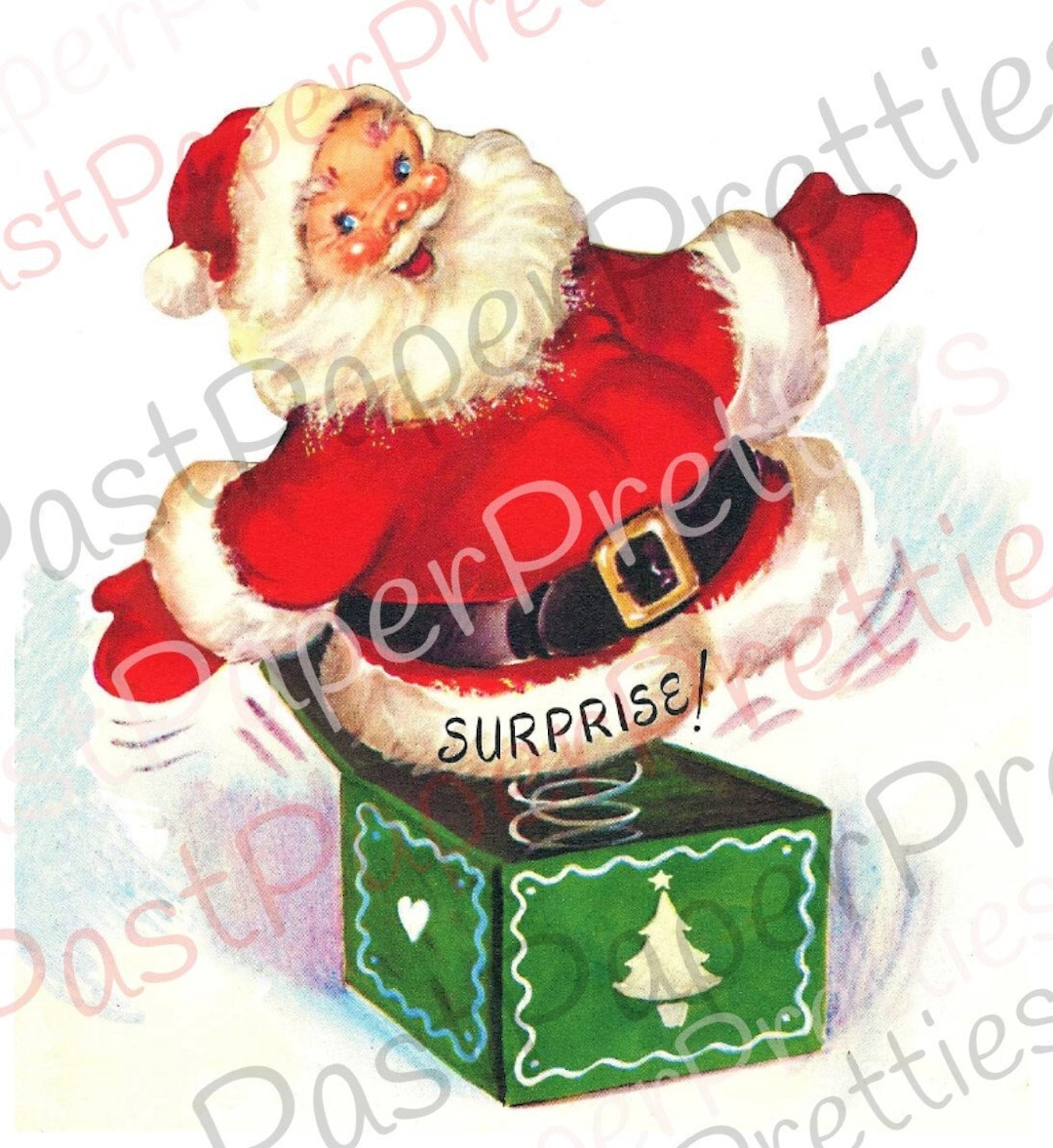 Vintage Printable Mid Century Santa Claus Surprise Jack in the Box ...