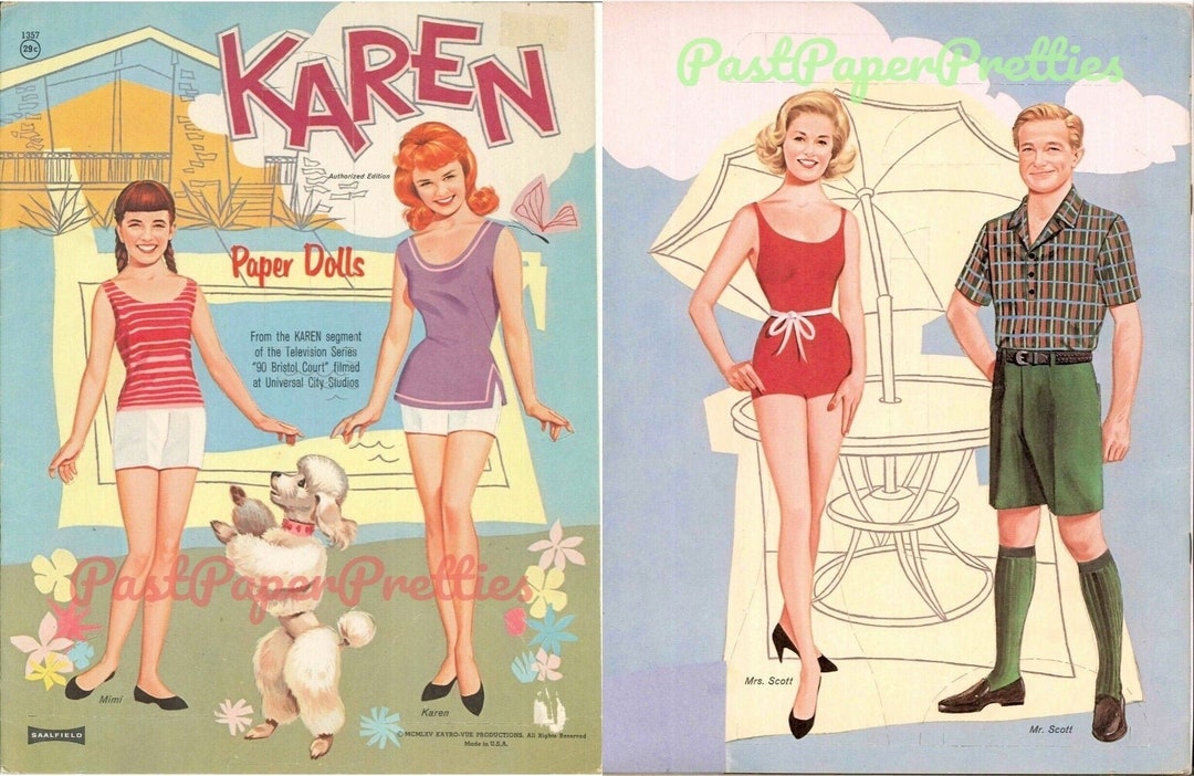 Vintage Karen Paper Dolls 90 Bristol Court TV Show C. 1965 Printable PDF Instant Digital ...
