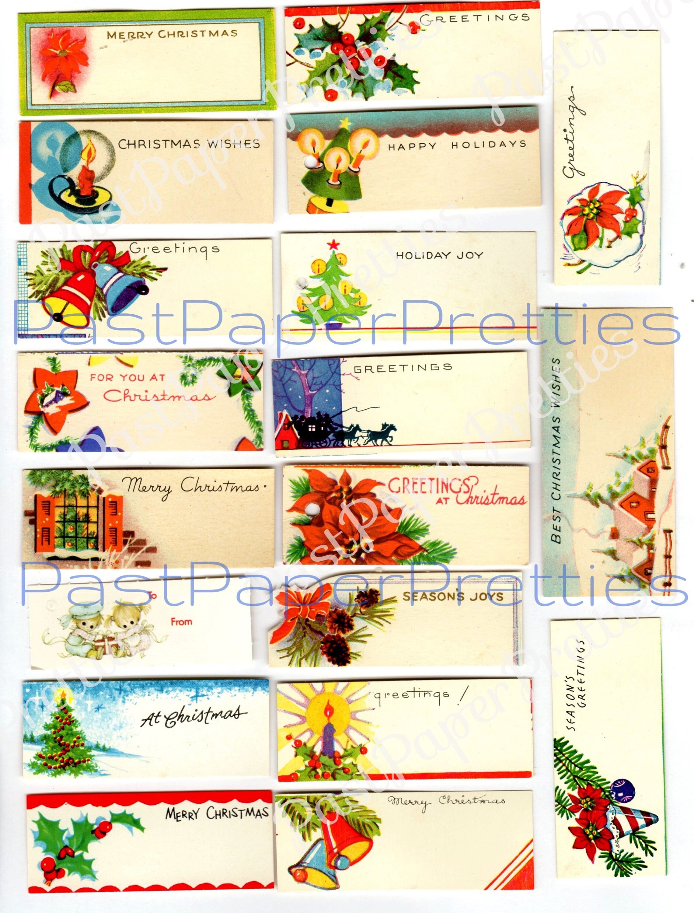 104 Vintage Printable Christmas Gift Tags Mid Century Kitsch - Etsy