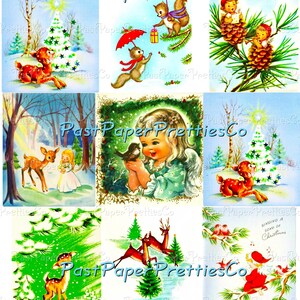 Vintage Printable Christmas Forest Friends Card 108 Images Collage ...