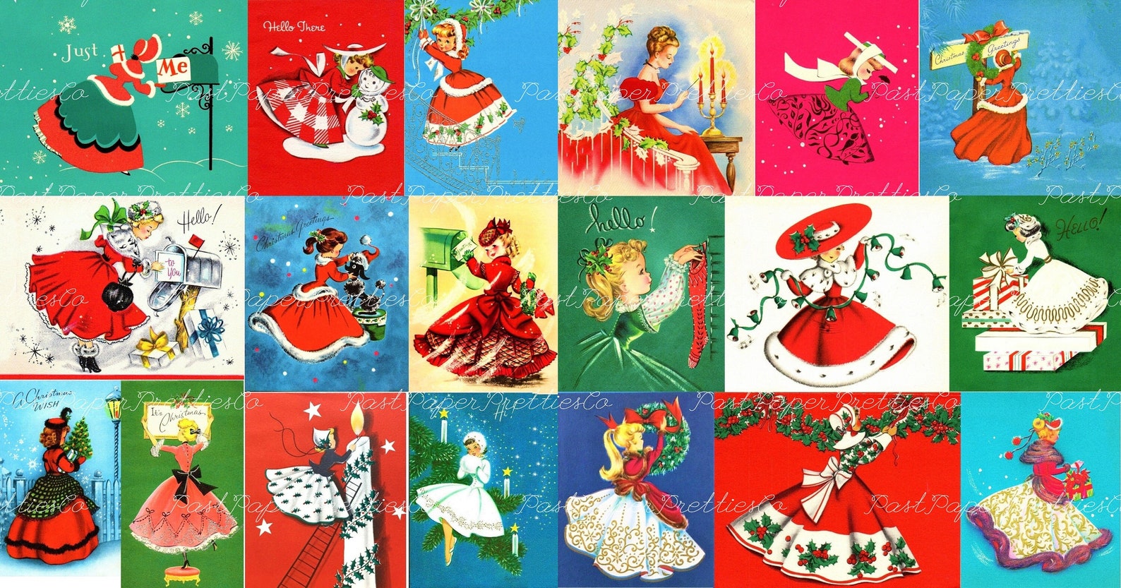 Vintage Printable Christmas Ladies Side Profiles Collage Sheets & 20 ...