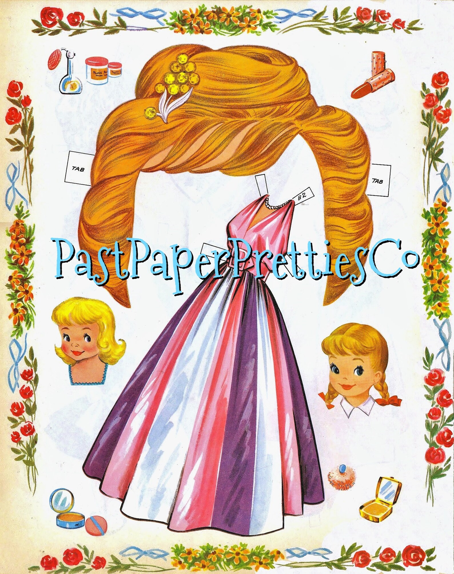 Vintage Paper Dolls Hair-dos to Try on Life-size Model 1960 Printable ...