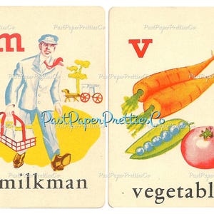 Vintage Printable ABC Flash Cards Illustrated 123 Alphabet Letters ...