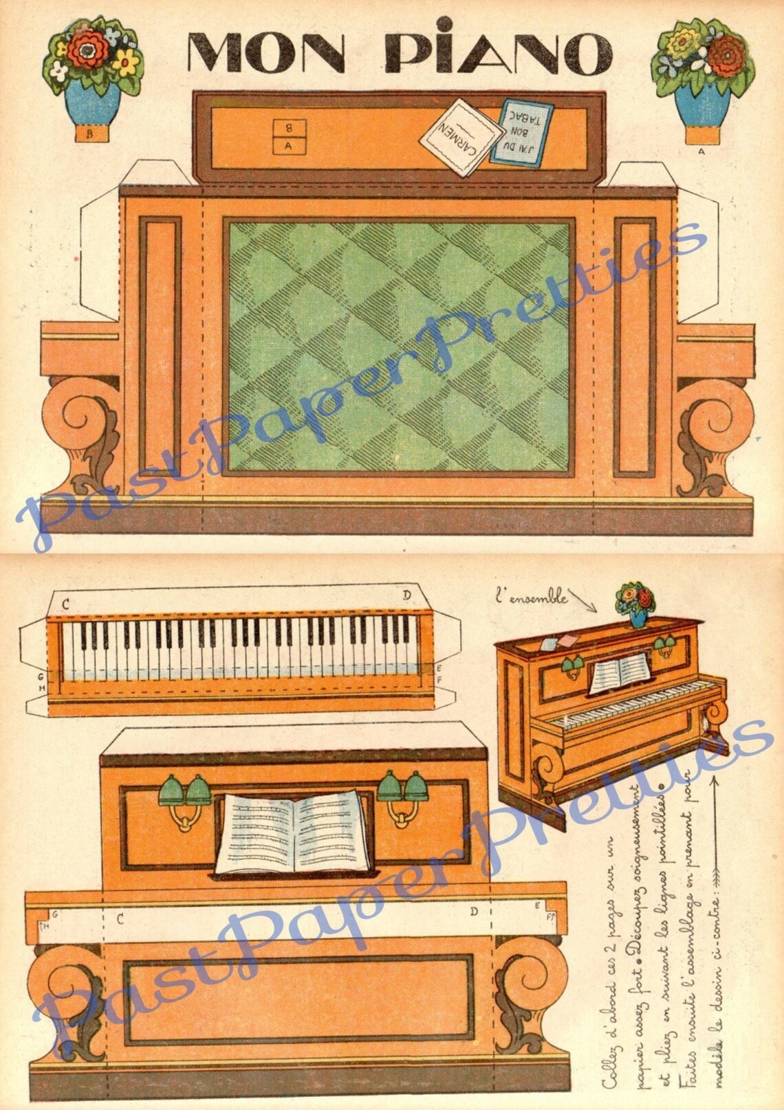 Vintage Printable Old Fashioned Antique Piano Cut Out and - Etsy