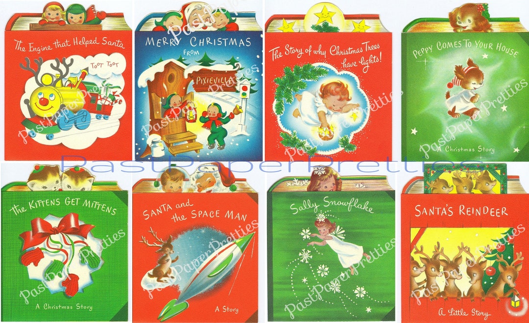 Vintage Printable Adorable Christmas Storybook Covers Card Images PDF ...