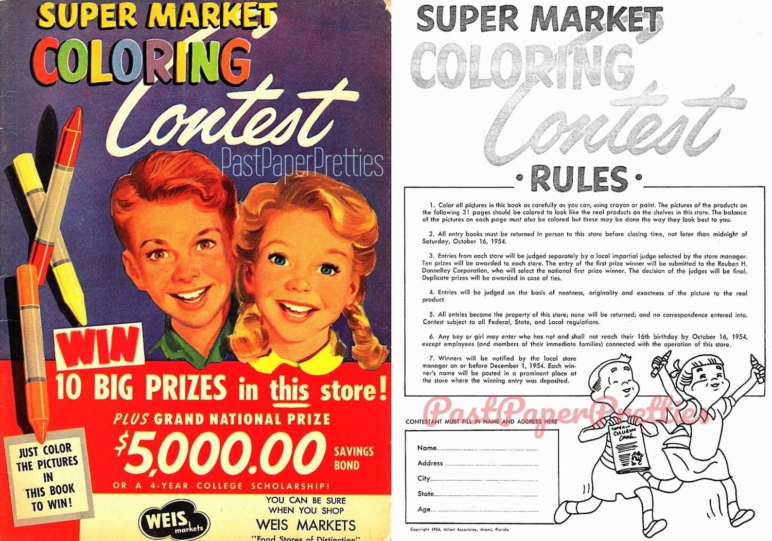 Vintage Printable Coloring Book Pages Super Market Coloring Contest ...