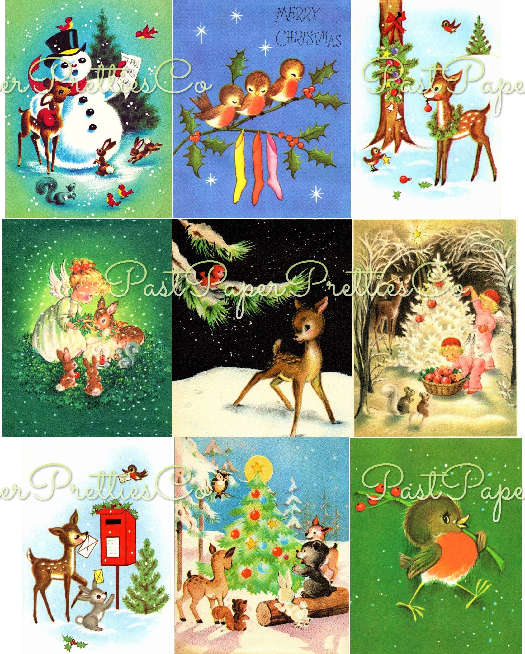 Vintage Printable Christmas Forest Friends All Animals Card Images ...