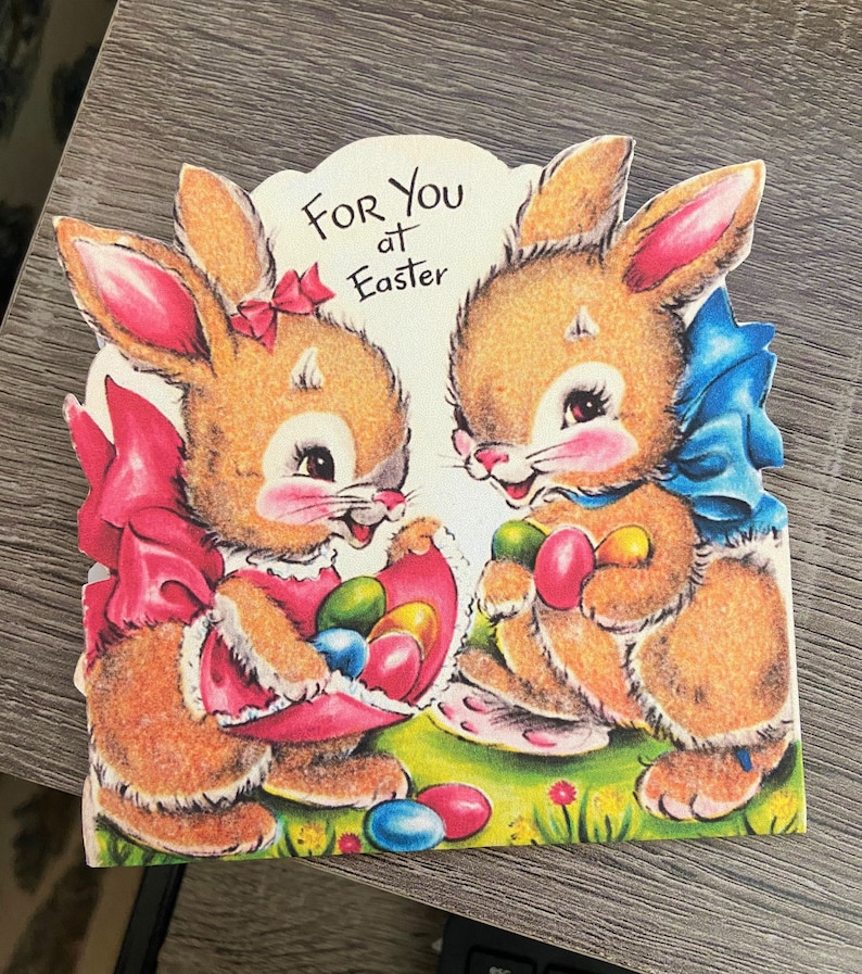 54 Vintage Printable Animal Easter Cards Cute Bunnies Lambs Chicks ...