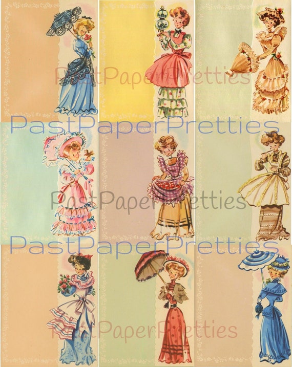 Vintage Pretty Victorian Ladies Printable Stationary Sheets | Etsy