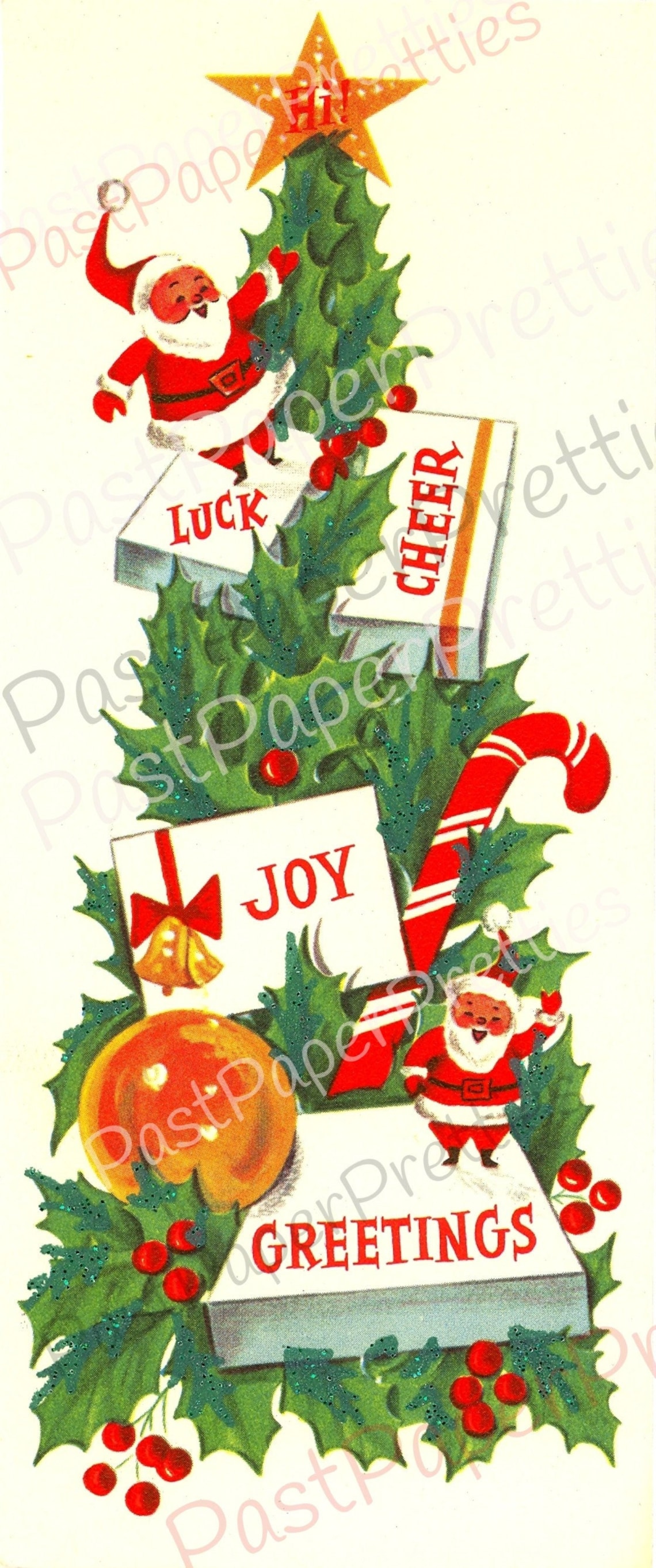 Vintage Printable Mid Century Santa Claus Christmas Card - Etsy