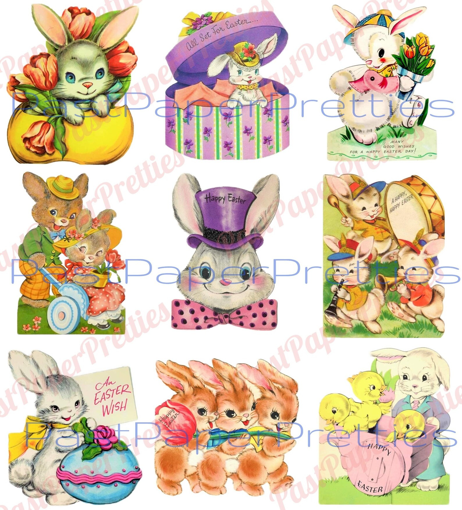 81 Vintage Easter Bunny Card Images Bunches of Bunnies Collage - Etsy ...