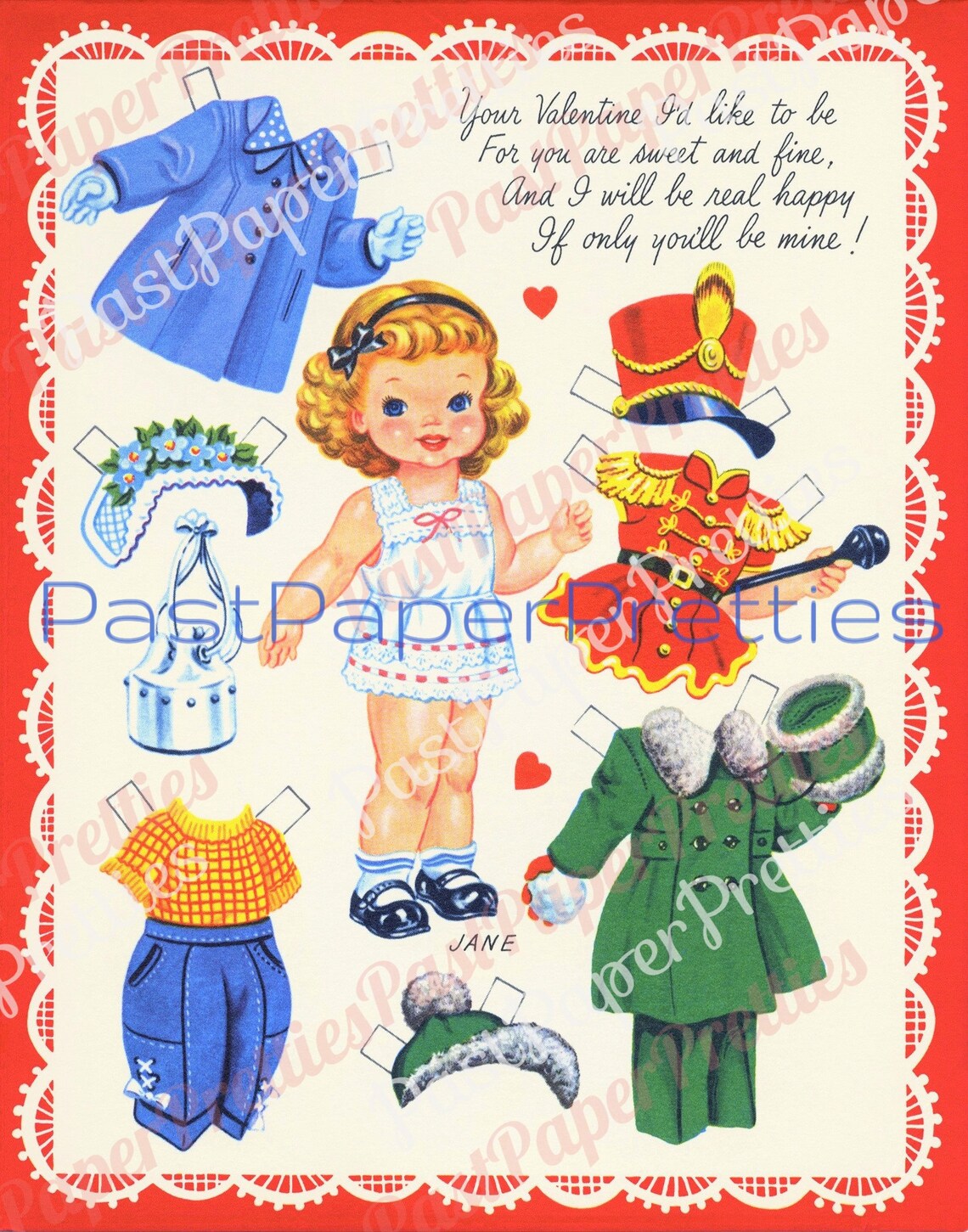 Vintage Printable Valentines Day Cute Cut Out Paper Dolls Book Jane ...