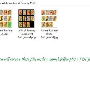 Vintage Retro Animal Rummy Playing Cards or Nursery Decal Images ...