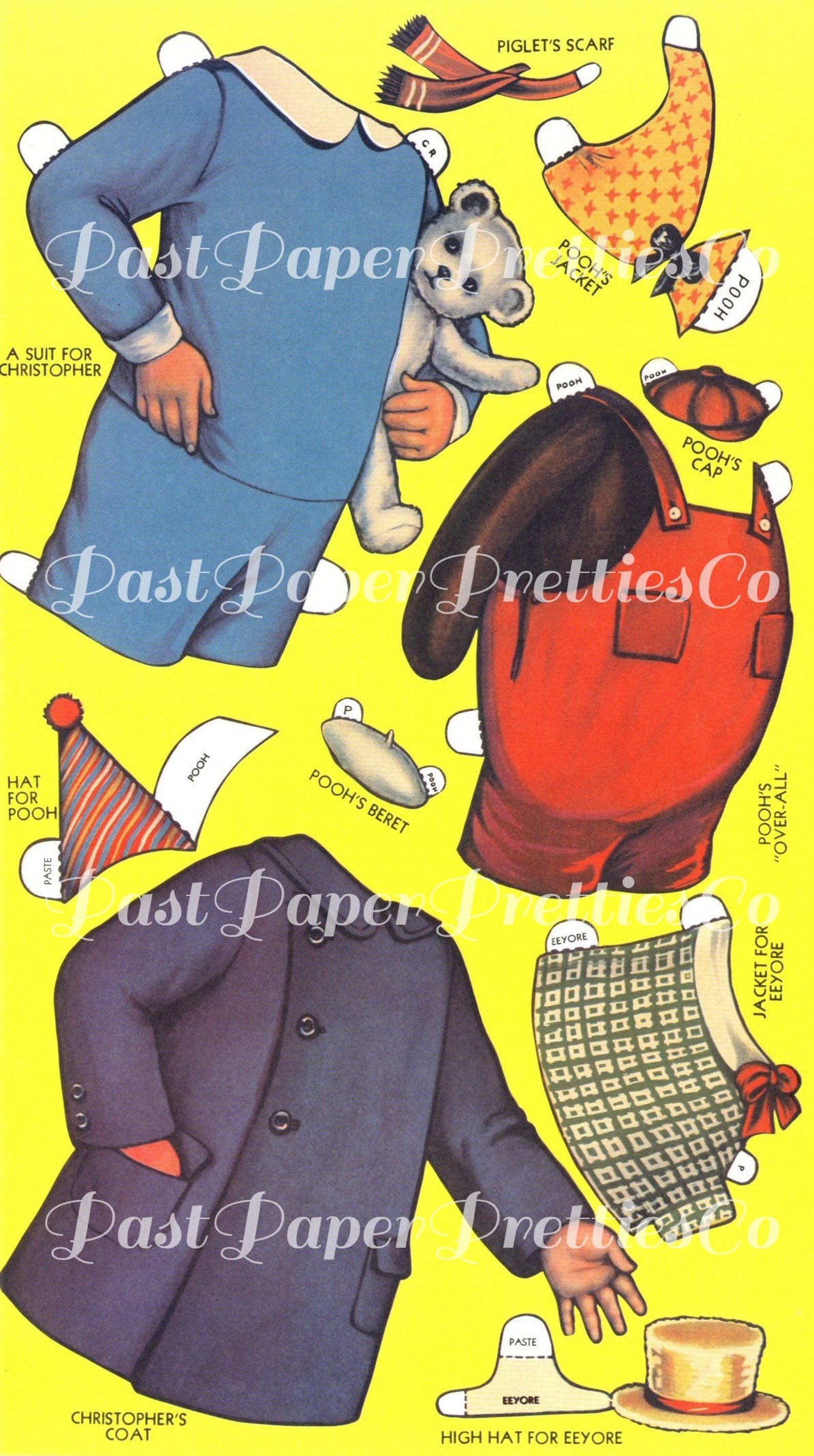 Vintage Paper Dolls Winnie the Pooh Christopher Robin Cut-out Dolls ...