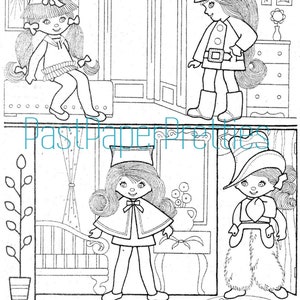 Vintage Printable Flatsy Dolls to Color Coloring Book Pages C. 1970 PDF ...