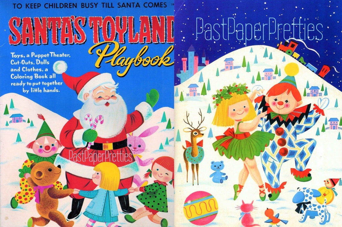 Vintage Printable Paper Dolls Santas Toyland Playbook Activity Book C ...