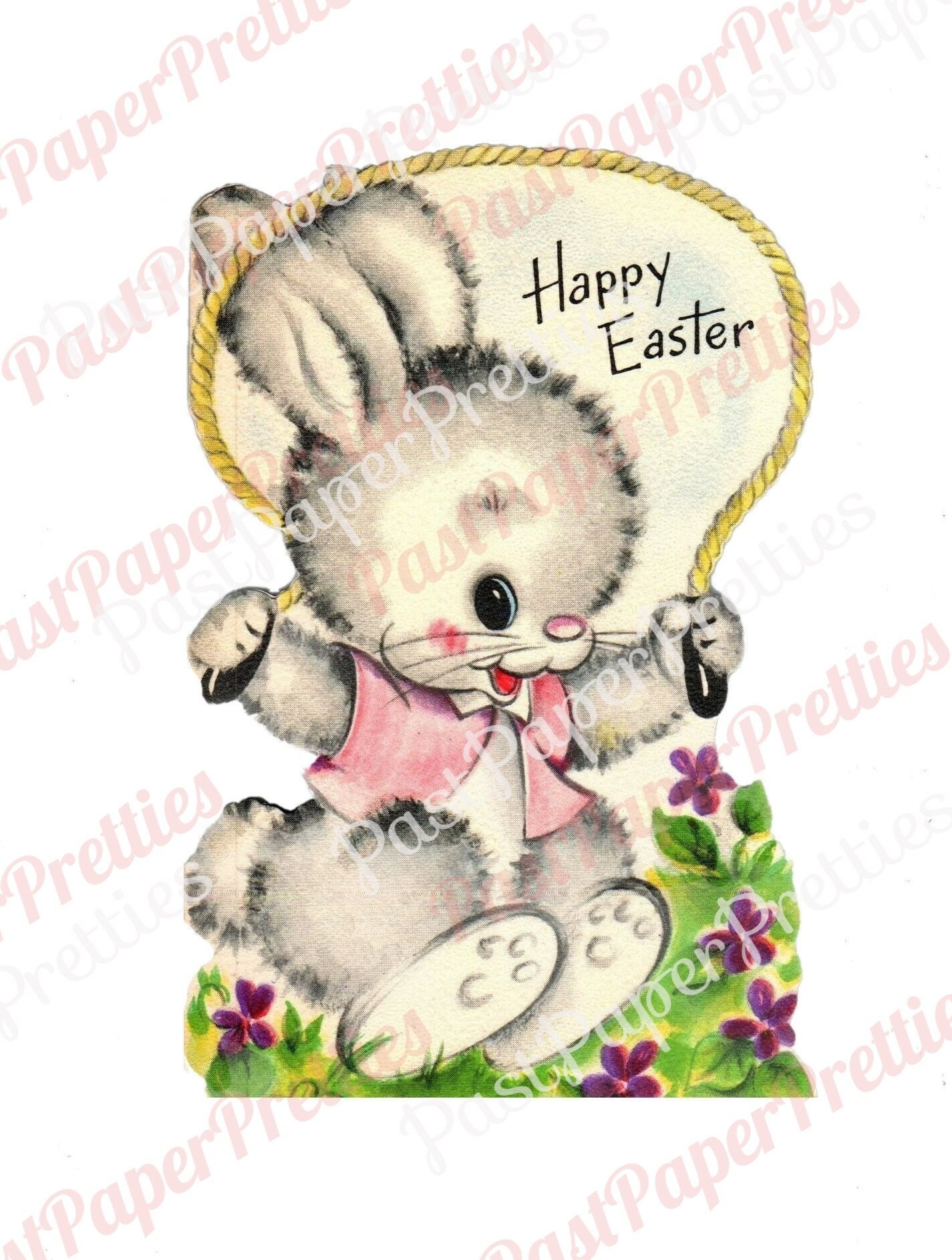 Vintage Printable Easter Bunny Easter Bunny Skipping Rope Card - Etsy ...
