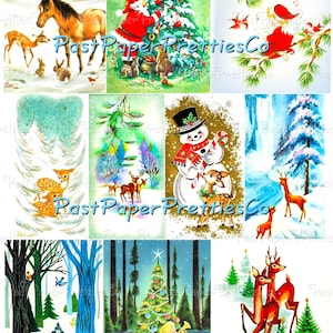 Vintage Printable Christmas Forest Friends Card 108 Images Collage ...