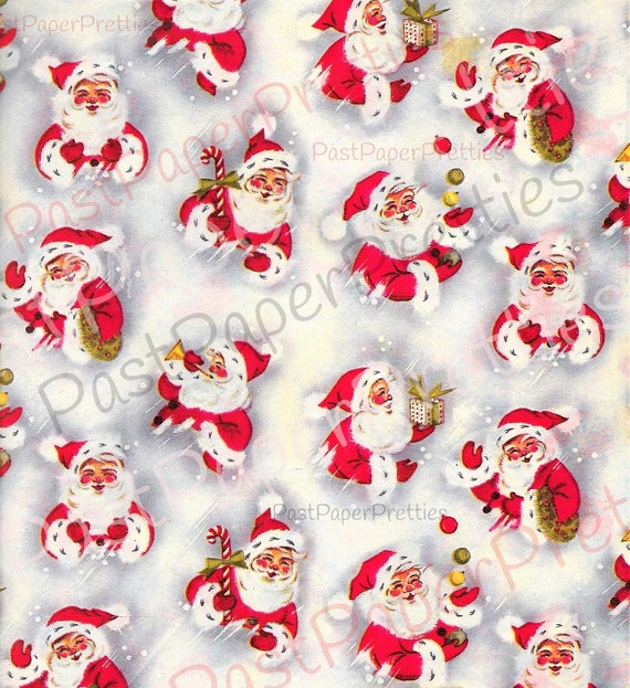 Vintage Printable Christmas Gift Wrap Happy Santa Claus Retro - Etsy