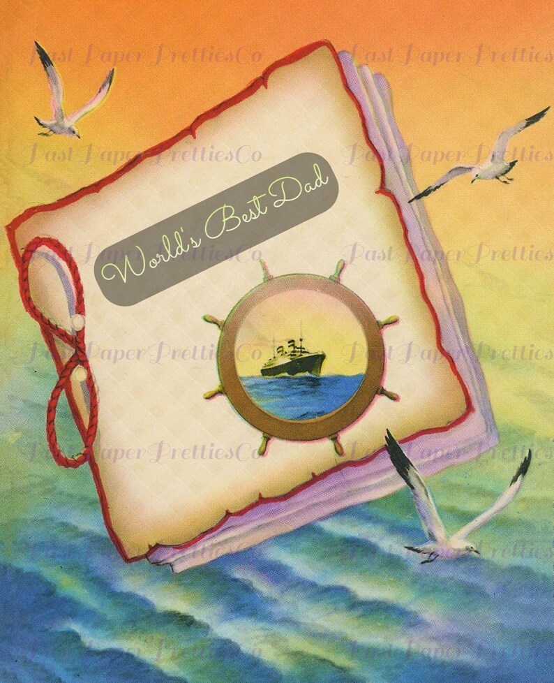 Vintage Printable Happy Fathers Day Card Images Nautical Masculine PDF ...