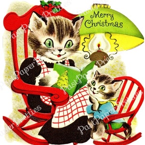 Vintage Printable Kitty Cat Christmas Collage Sheets & Full Cards ALL ...