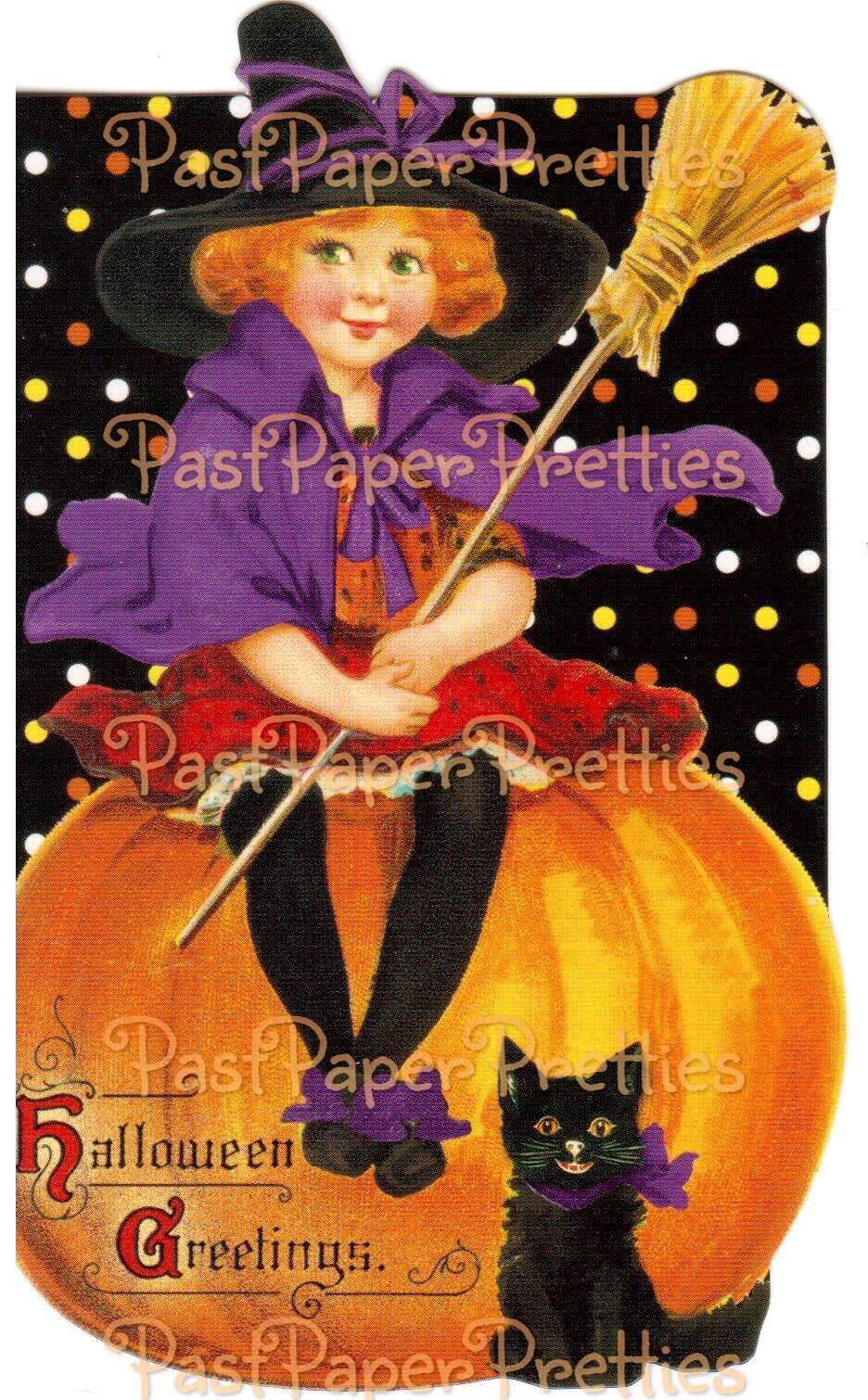 Vintage Cute Halloween Witches Collage Sheets & Full Card - Etsy