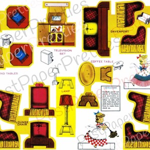Vintage Printable Doll House Furniture Paper Dolls Lets Play ...